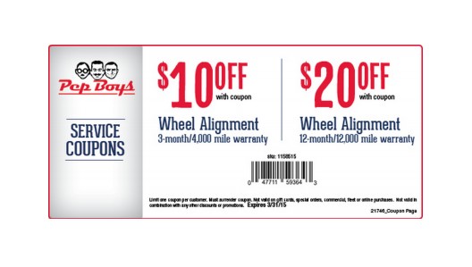 Pep Boys Coupon Code: Up To $20 Off Wheel Alignment
