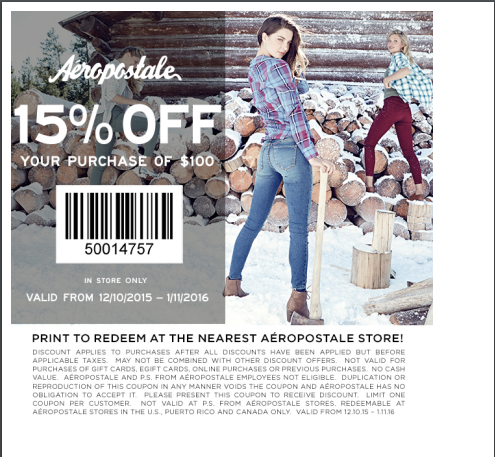 Aeropostale Coupon Code: 15% Off $100+
