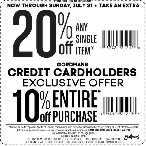 Gordmans Coupon Code: 20% off a single item