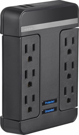 Rocketfish 6-Outlet/2-USB Wall Tap Surge Protector $19.99