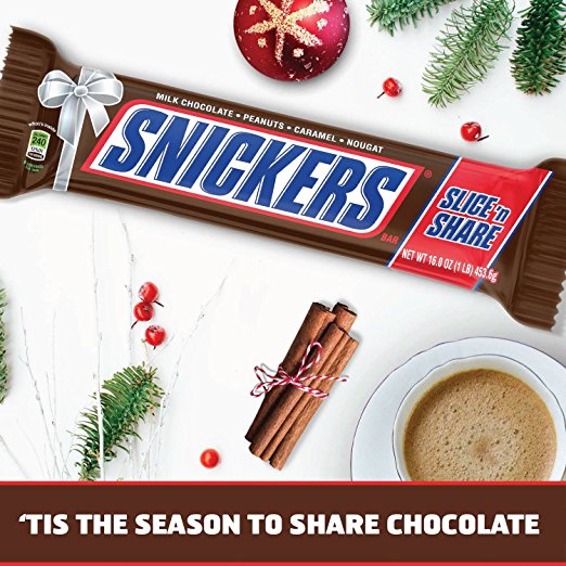 SNICKERS Slice n’ Share Giant Chocolate Candy Bar 1-Pound