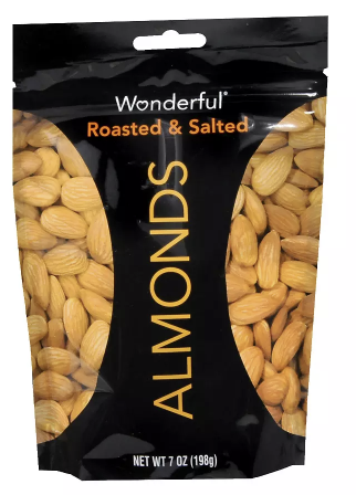 Wonderful Almonds Roasted & Salted 7.0 oz. Sale $2.84