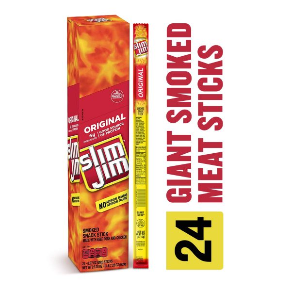 Slim Jim Giant Smoked Meat Stick, Original Flavor, .97 Oz. 24-Co