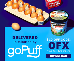 $10 off First 2 GoPuff Food Delivery Orders - BuyVia