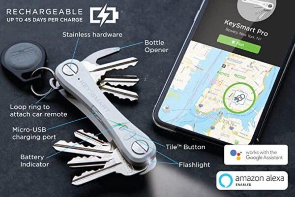 KeySmart Pro – Compact Smart Key Holder w LED Flashlight