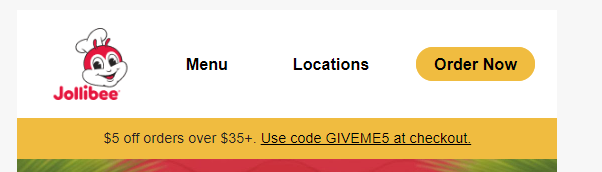 Jollibee Coupon Code: Get $5 off orders over $35 Use code GIVEME5