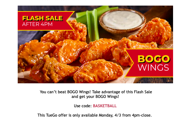 Ruby Tuesday Coupon Code: You can’t beat BOGO Wings! Take advantage o