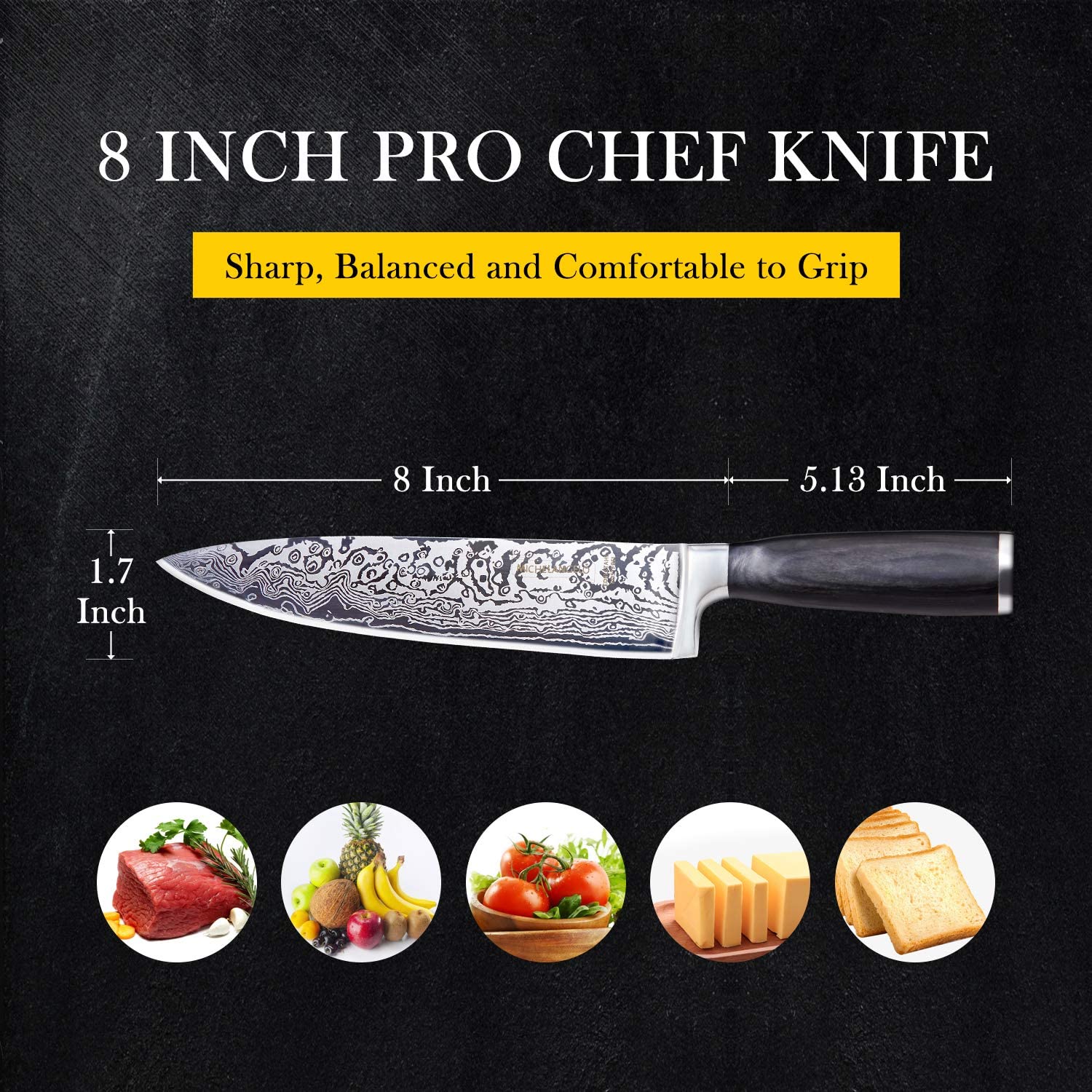 MICHELANGELO Super Sharp Professional Chef’s Knife Sale $8.99