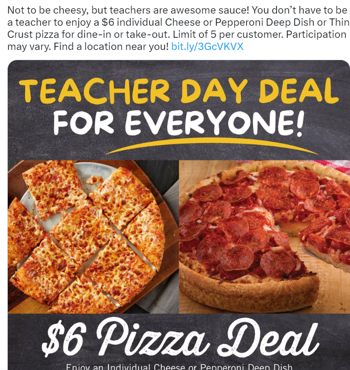 Uno Pizzeria & Grill Coupon Code: Teachers enjoy a $6 individual Cheese ...