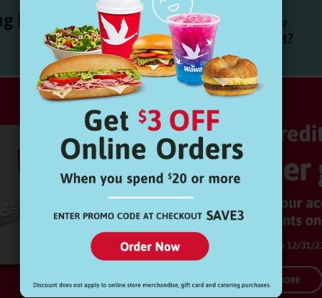 Wawa Coupon Code: Get $3 off online order when you spend $20 or