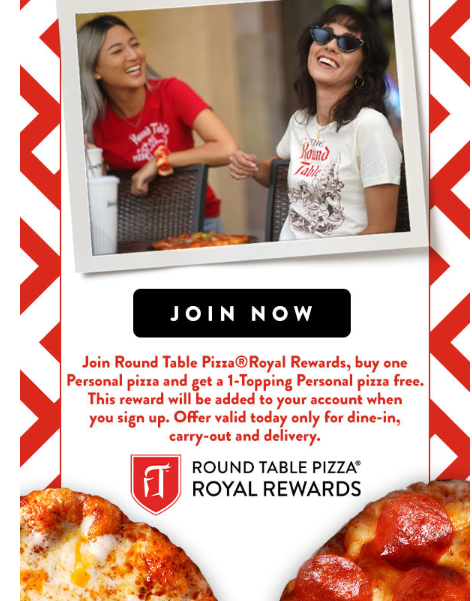 Round Table Pizza Coupon Code: Celebrate National Friend day Join Round Tab