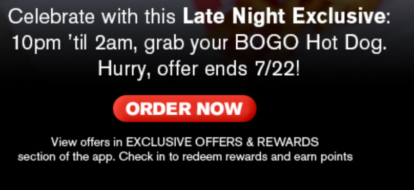 Rallys Coupon Code: BOGO Hot Dogs 10pm til 2am for rewards member