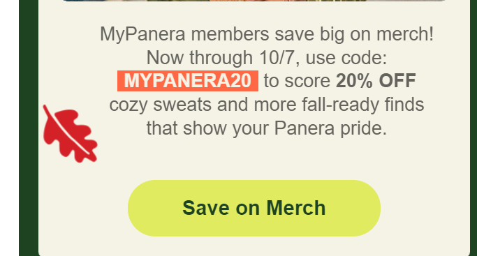 Panera Bread Coupon Code: Save on Panera Bread Merch use code MyPANER