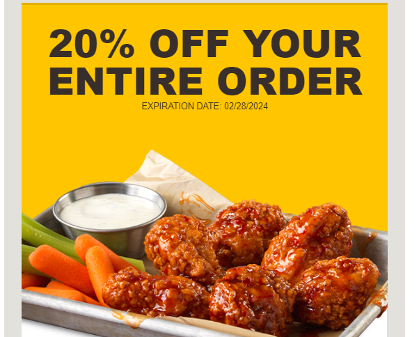 Buffalo Wild Wings Coupon Code: Get 6 Free Wings when you spend $10 Use ...