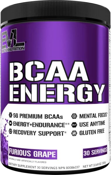 EVL BCAAs Amino Acids Powder – BCAA Energy Pre Workout Pow