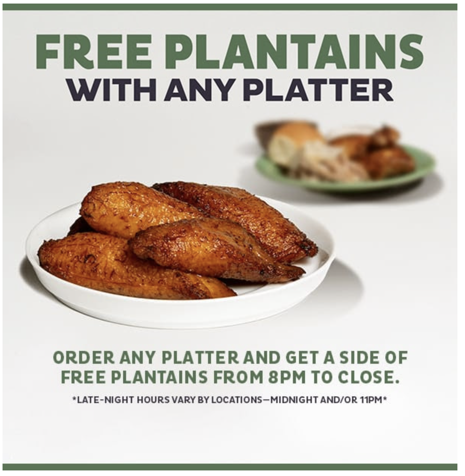 Pollo Tropical Coupon Code: Side of Free Plantains with any platter from