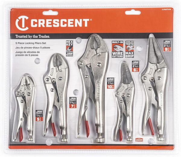 Crescent 5 Piece Curved & Long Nose Locking Plier Set Sale $17.00