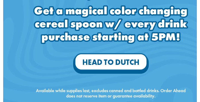 Dutch Bros Coupon Code: Get a magical color changing cereal spoon w/e