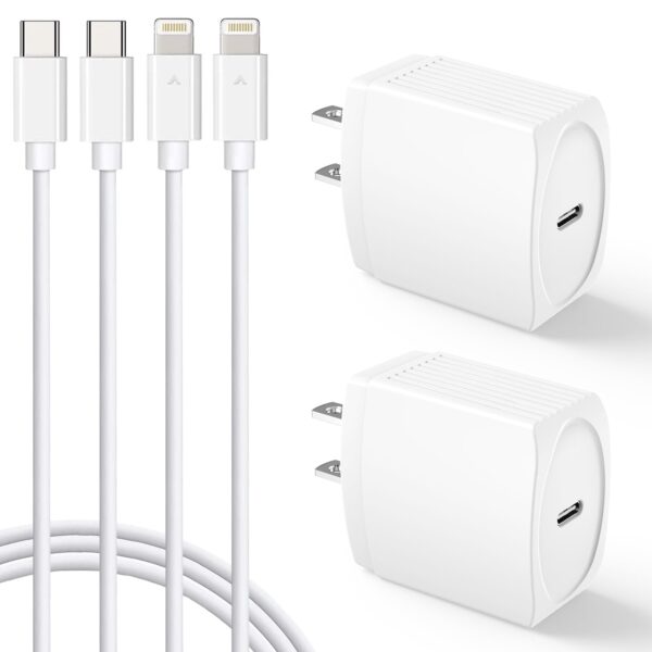 20W USB C to lightning Fast Charger 10 FT 2 pack Sale $3.99
