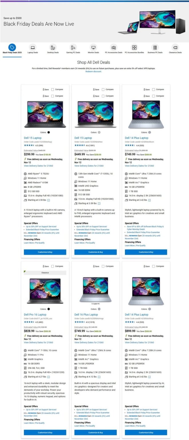Live: Dell Black Friday – Cyber Monday 2025 Ad - BuyVia