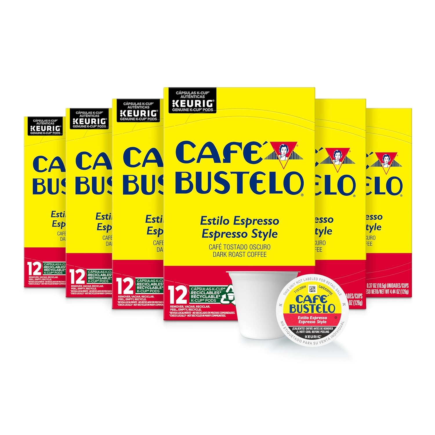 Café Bustelo Espresso Style Dark Roast Coffee, 72 Count Keurig